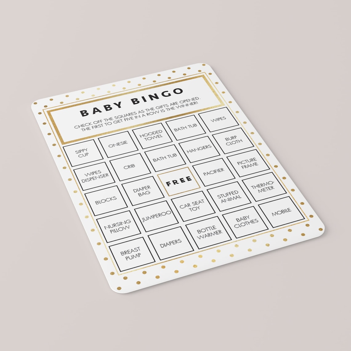 Gold Baby Bingo Confetti Baby Shower Games Printable | Etsy