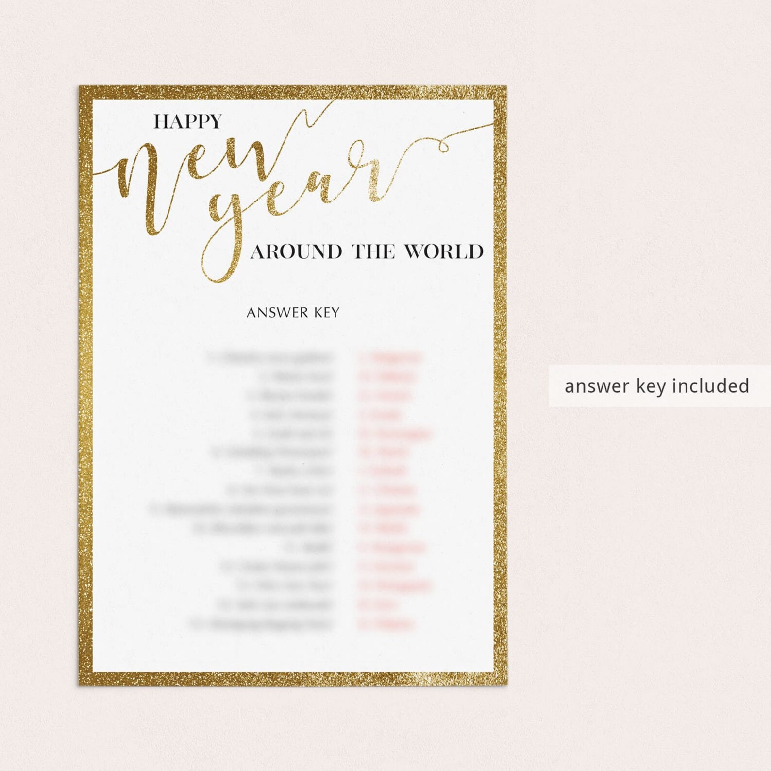 Happy New Year Around the World Game Printable Gold New Years | Etsy