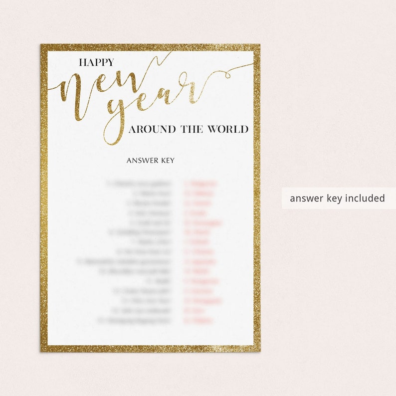 Happy New Year Around the World Game Printable Gold New Years | Etsy