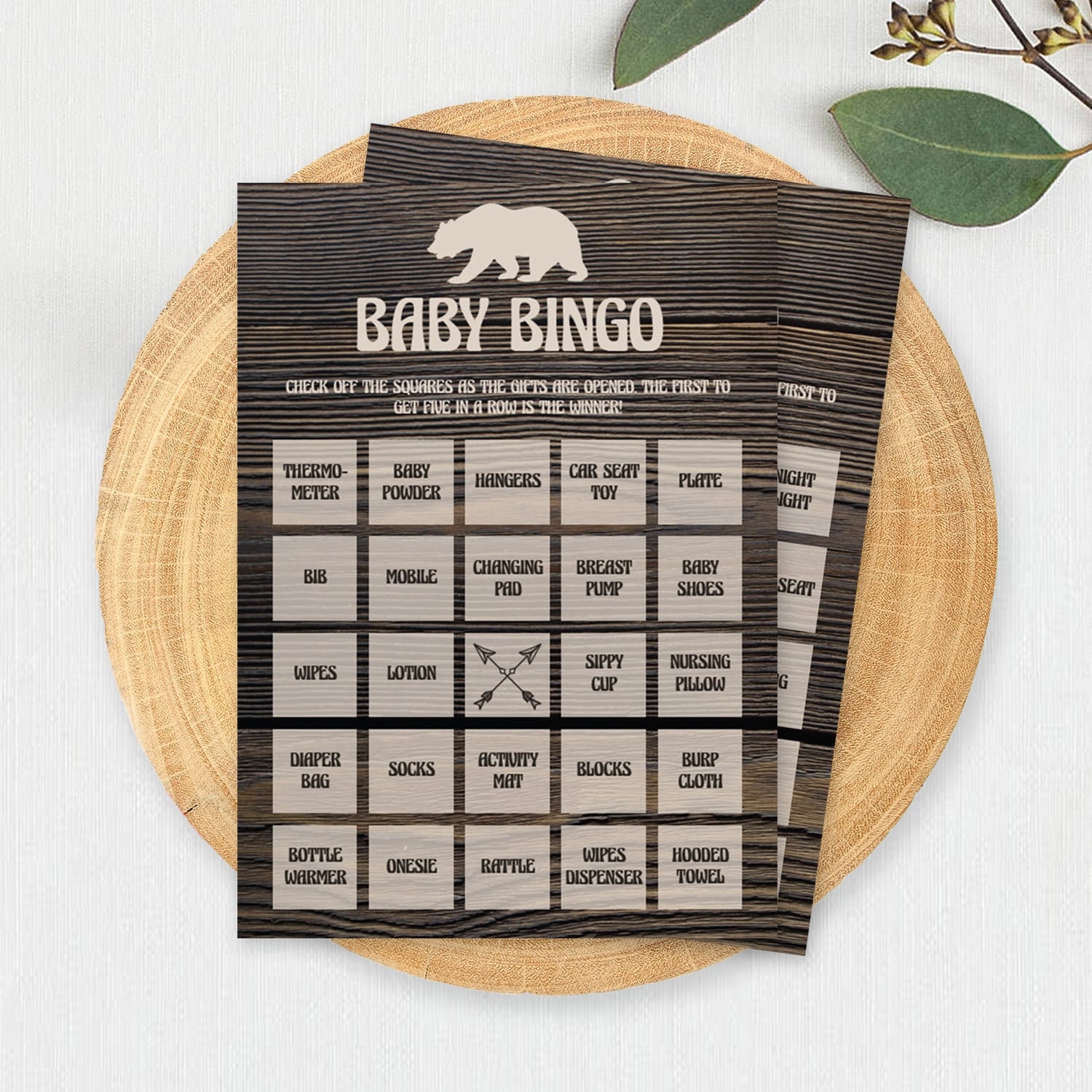 Rustic Baby Shower Bingo Cards Baby Bear Baby Shower Games | Etsy
