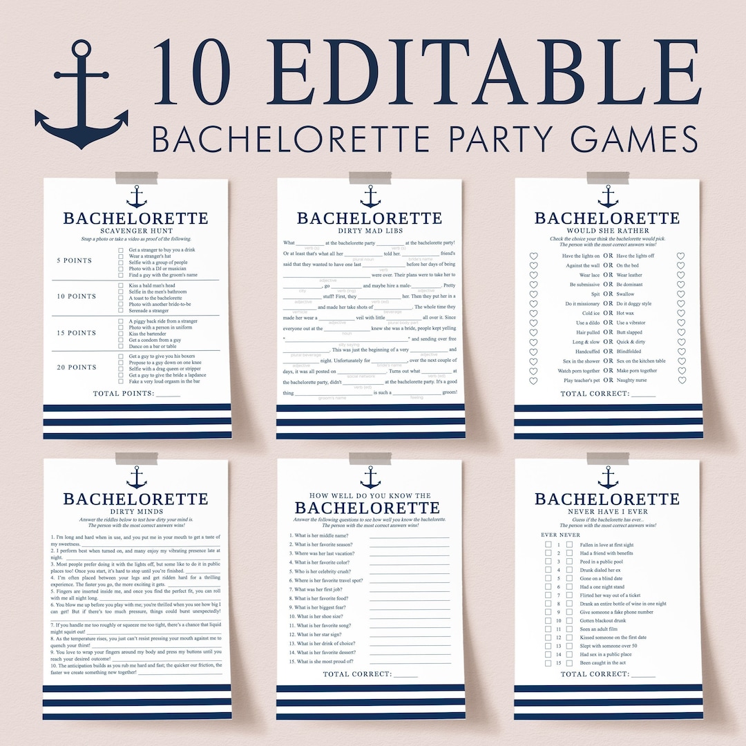 Sailor Themed Hens Party Games Bundle Nautical Bachelorette Dirty Minds ...