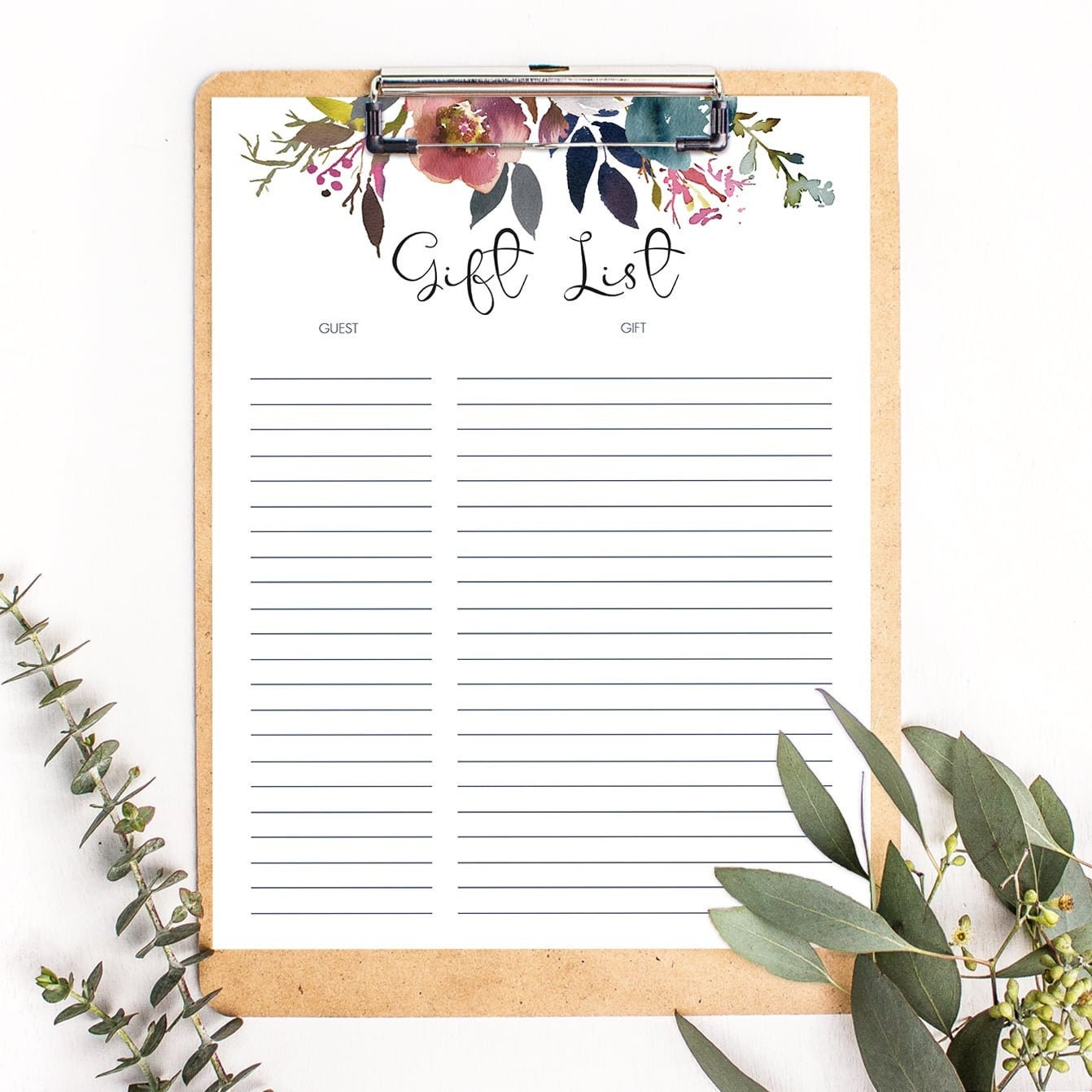 Wedding Log Printable