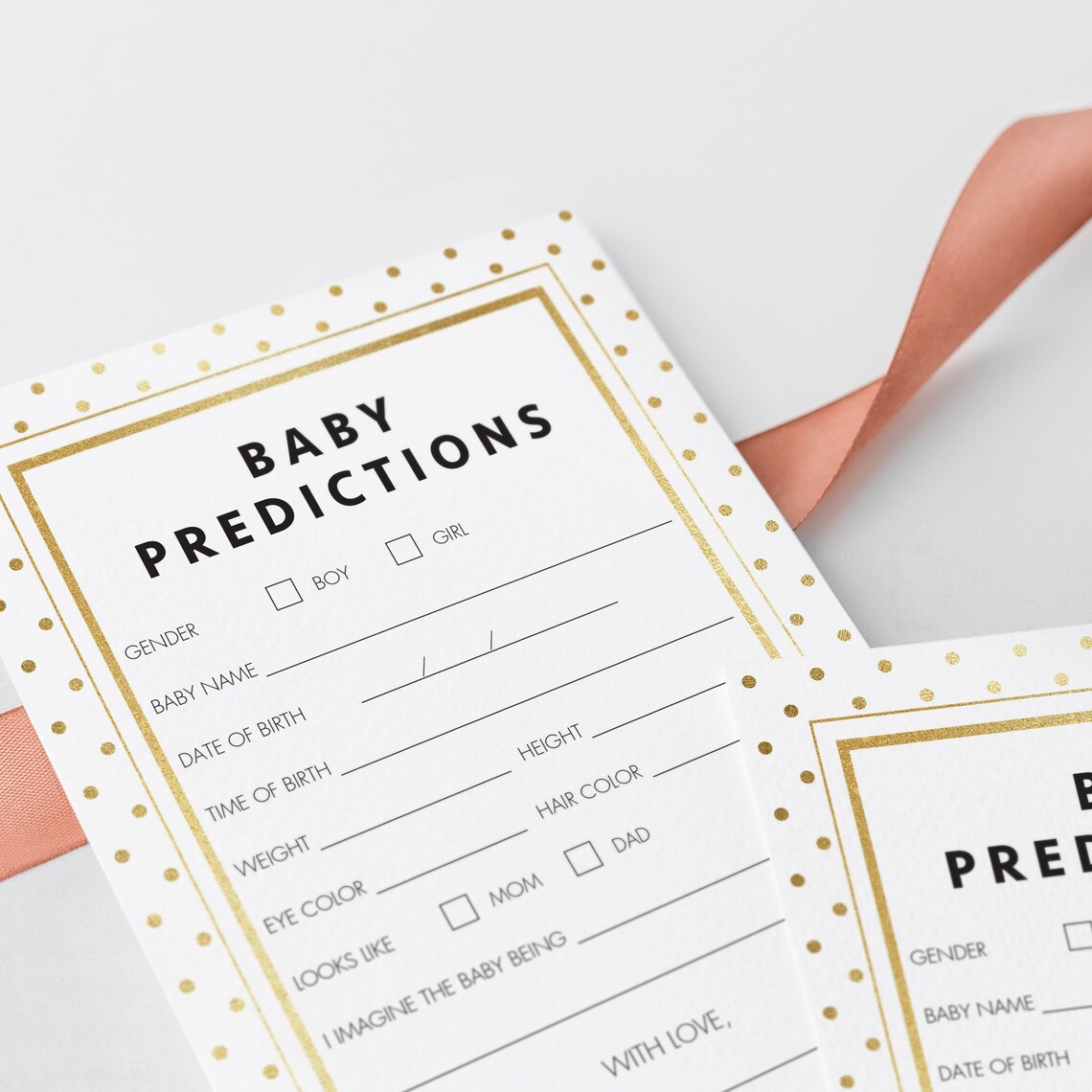 Baby Predictions Game Gold Baby Shower Games Template Baby | Etsy