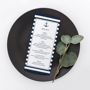 Nautical Menu Template Sailor Baby Shower Decorations Nautical Wedding ...