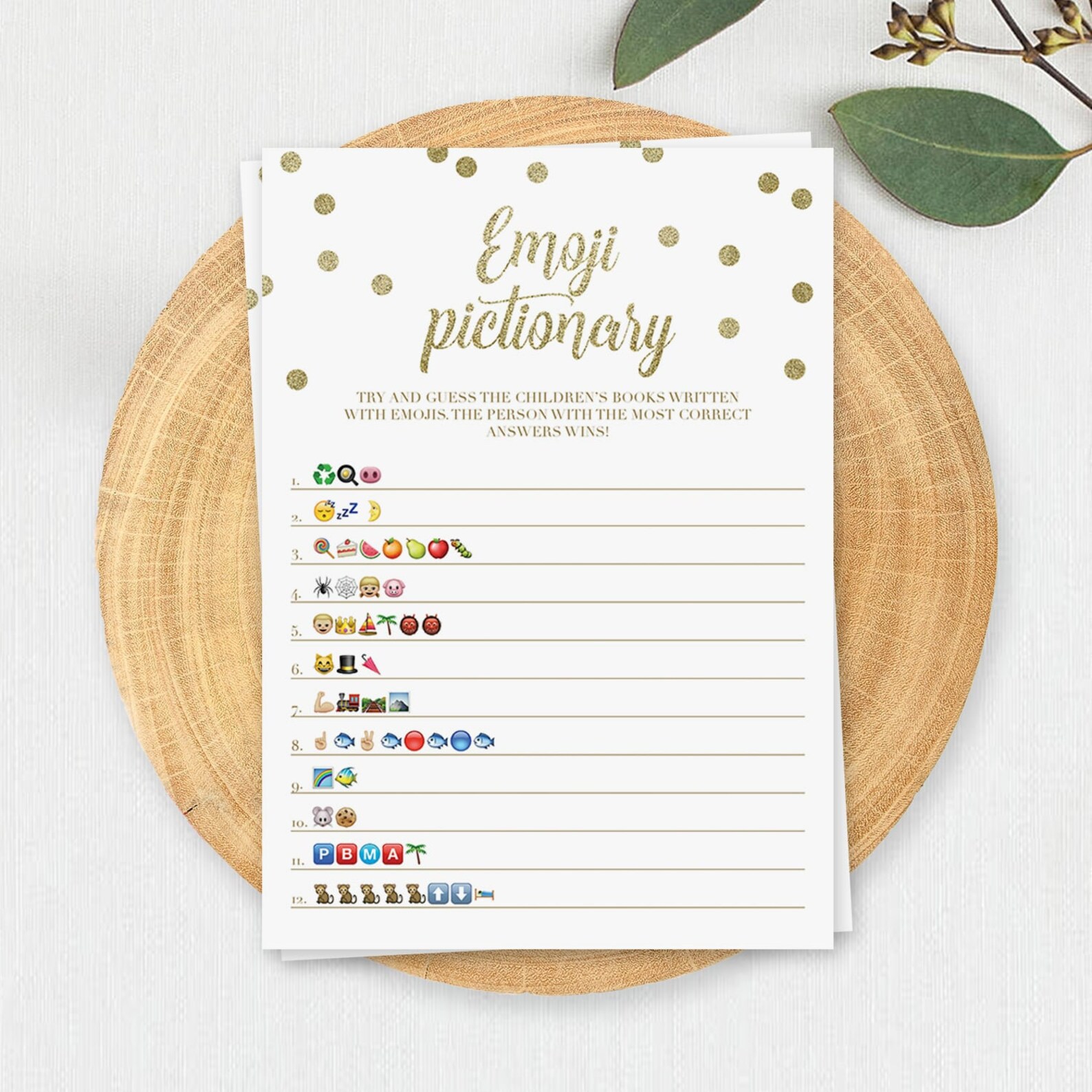 Childrens Books Emoji Pictionary Game Baby Shower Gold - Etsy