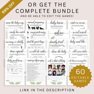 Name That Baby Animal Game Cards Printable | Greenery Baby Shower ...