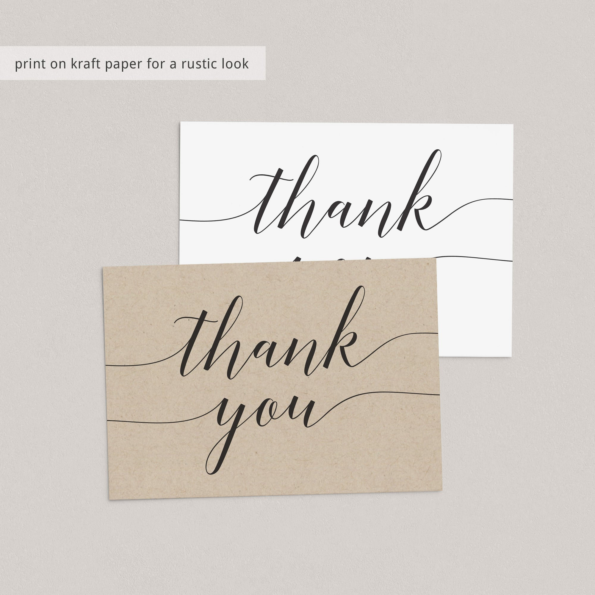 Calligraphy Thank You Cards Printable Bridal Shower Thank You | Etsy