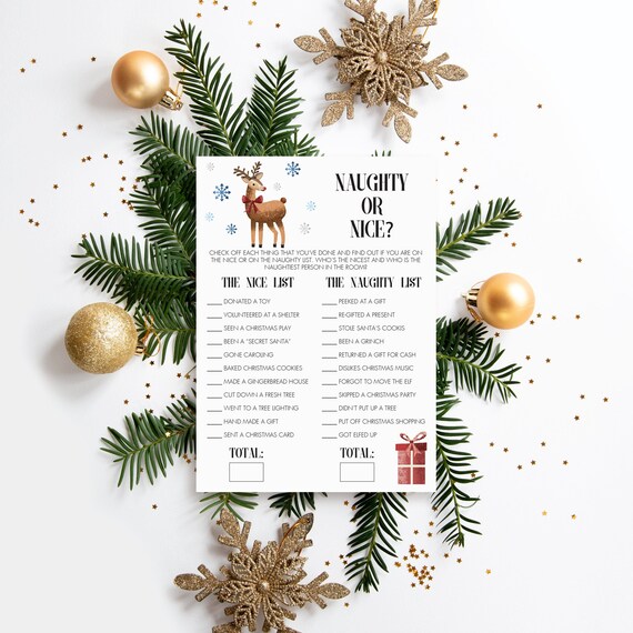 Christmas Naughty or Nice Game Printable Holiday Party Games | Etsy