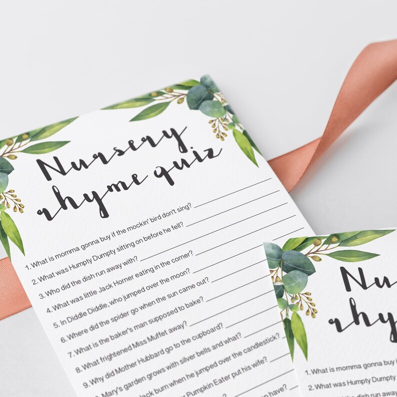 Baby Shower Nursery Rhyme Quiz Game Cards Printable Baby | Etsy