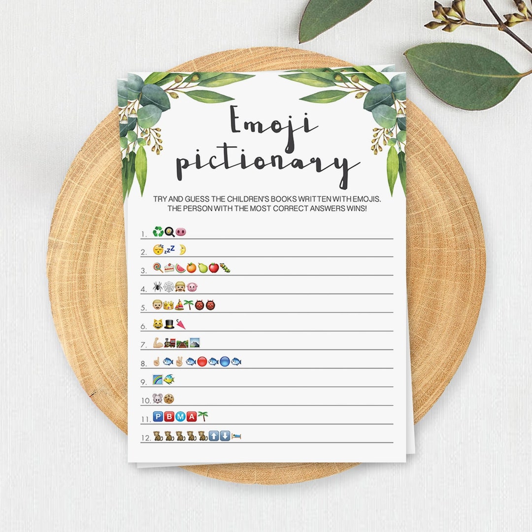 Emoji Pictionary Childrens Books Babyshower Game Printable Emoji Game ...