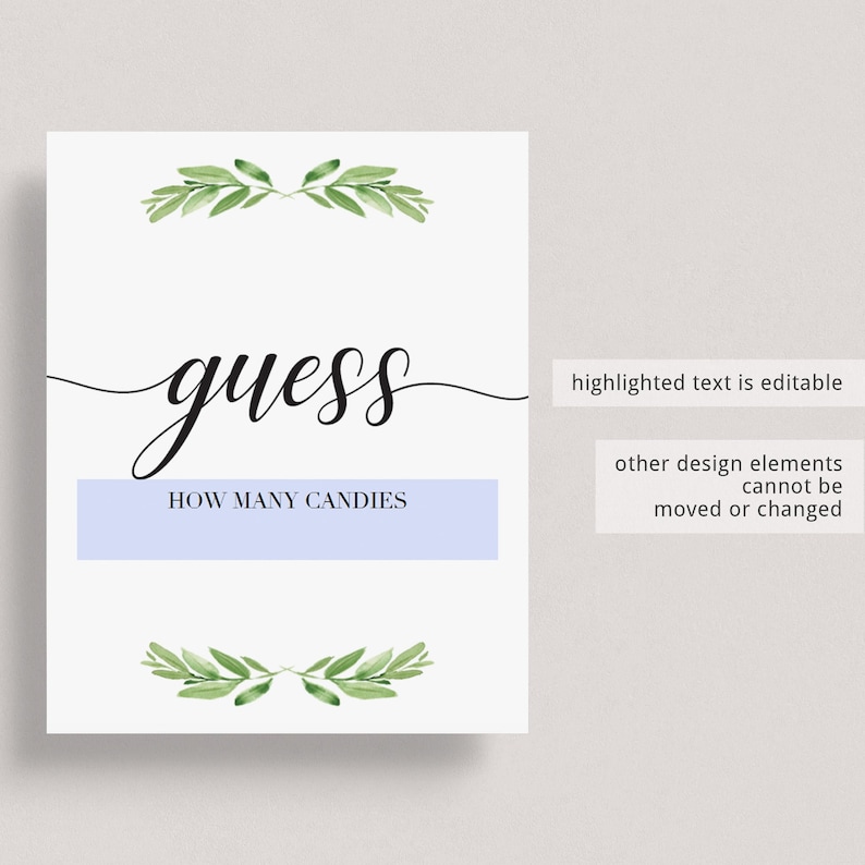 Guess How Many Baby Shower Sign and Game Printable Editable | Etsy