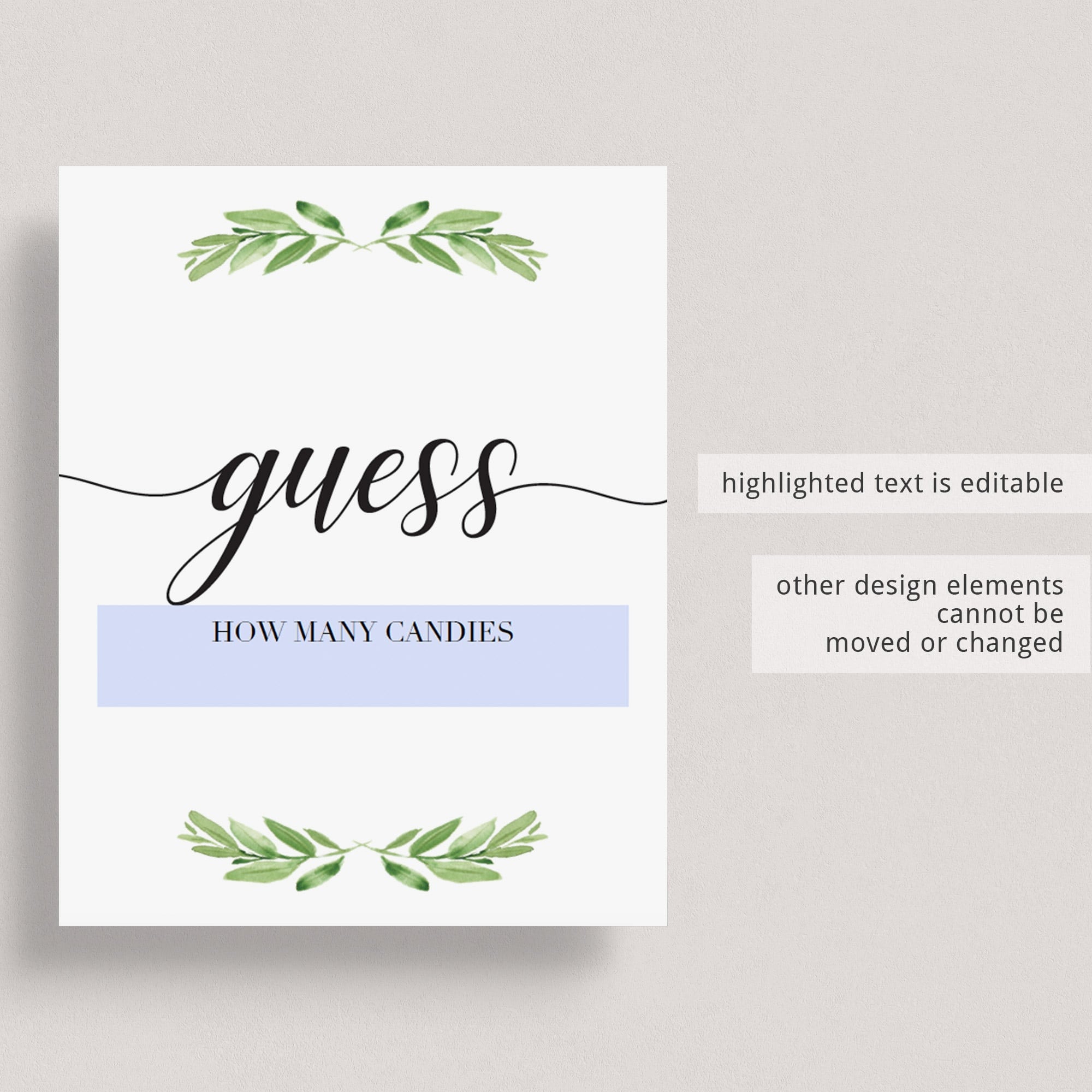 Guess How Many Baby Shower Sign and Game Printable Editable | Etsy