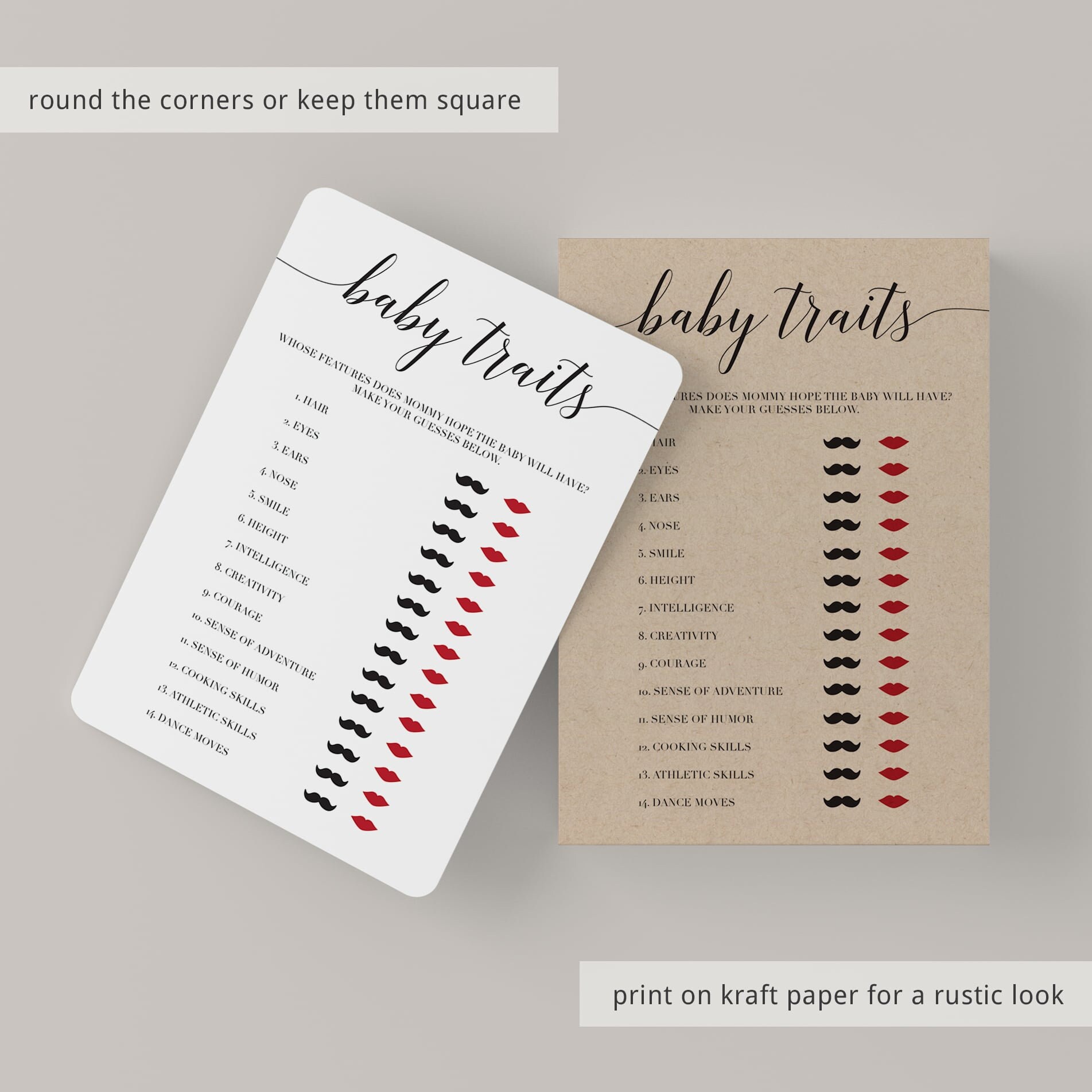 Baby Traits Game for Baby Shower Gender Neutral Baby Shower Games ...