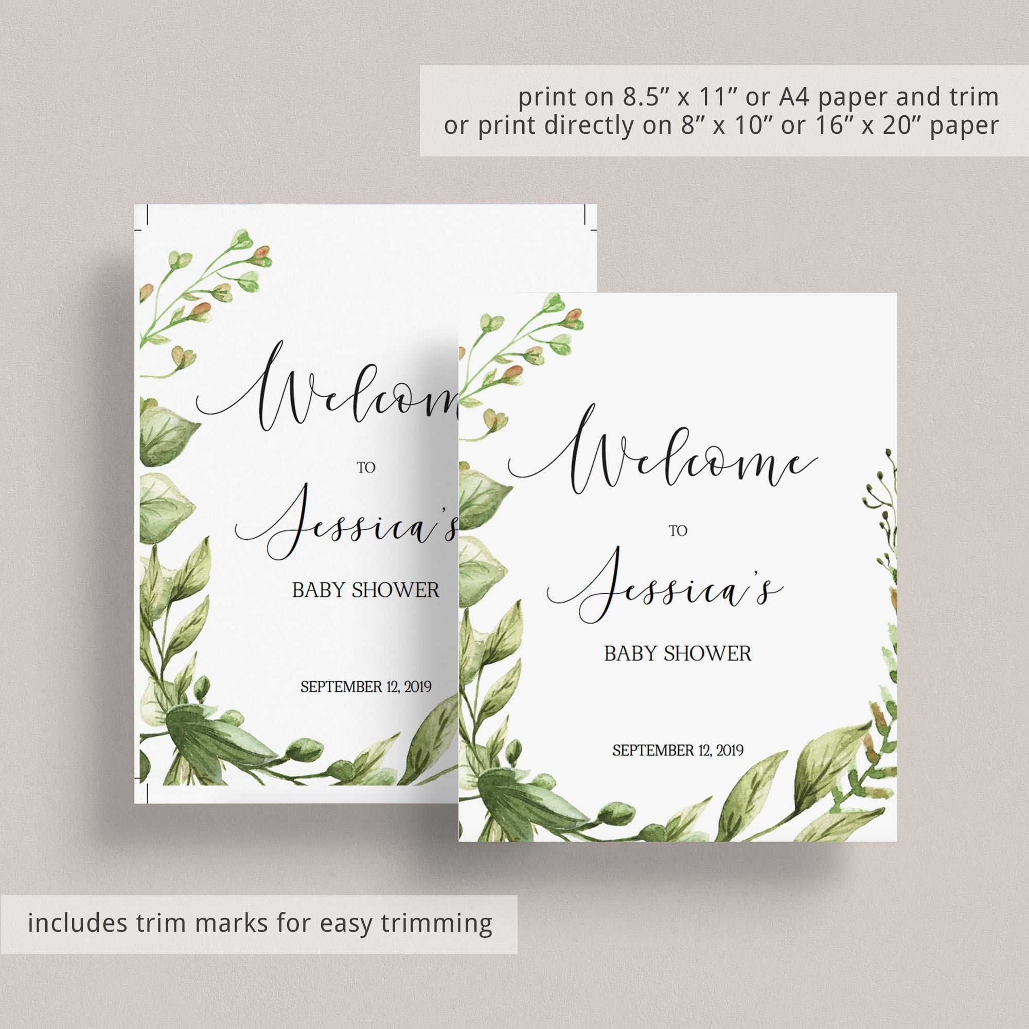 Welcome Poster for Baby Shower Greenery Decorations Welcome to | Etsy