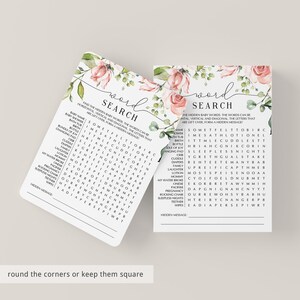 Floral Baby Shower Word Search With Hidden Message Baby Word Search ...