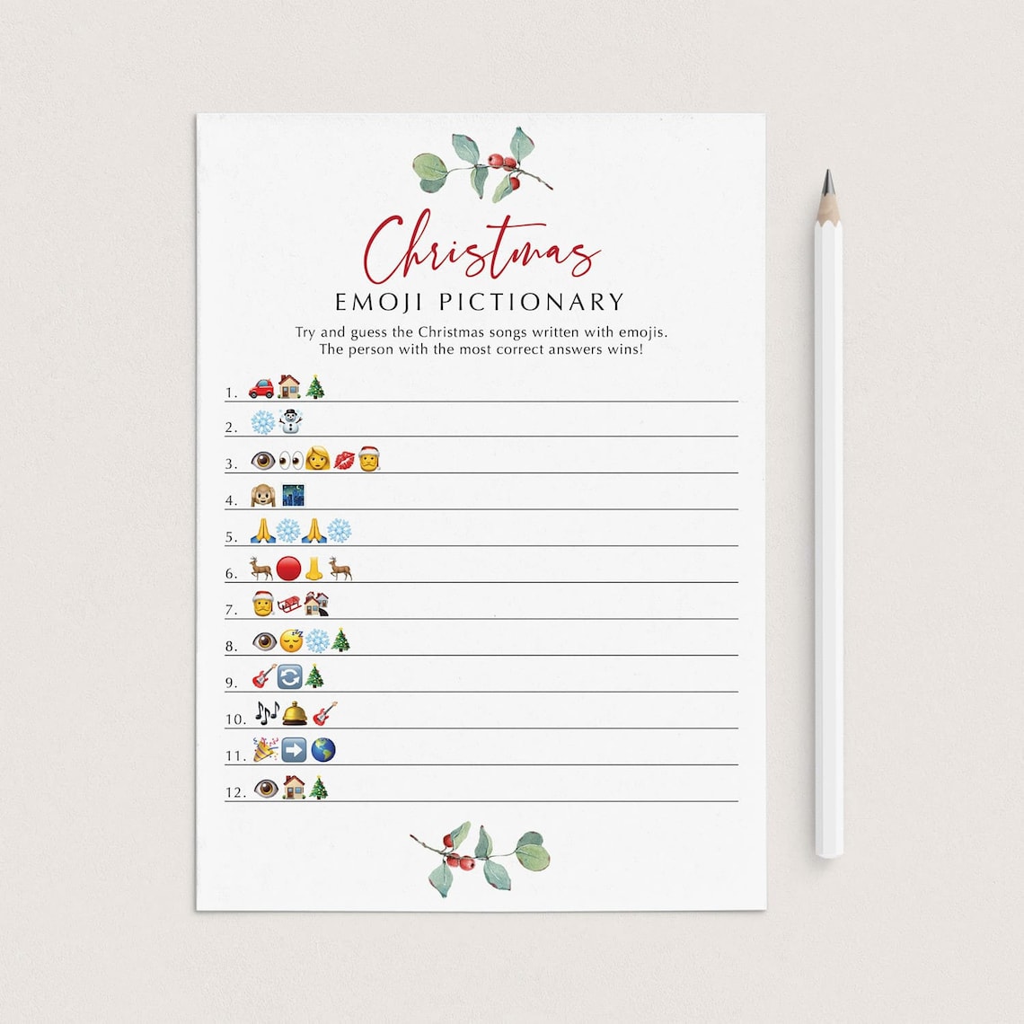 Christmas Emoji Pictionary Game Instant Download Christmas - Etsy
