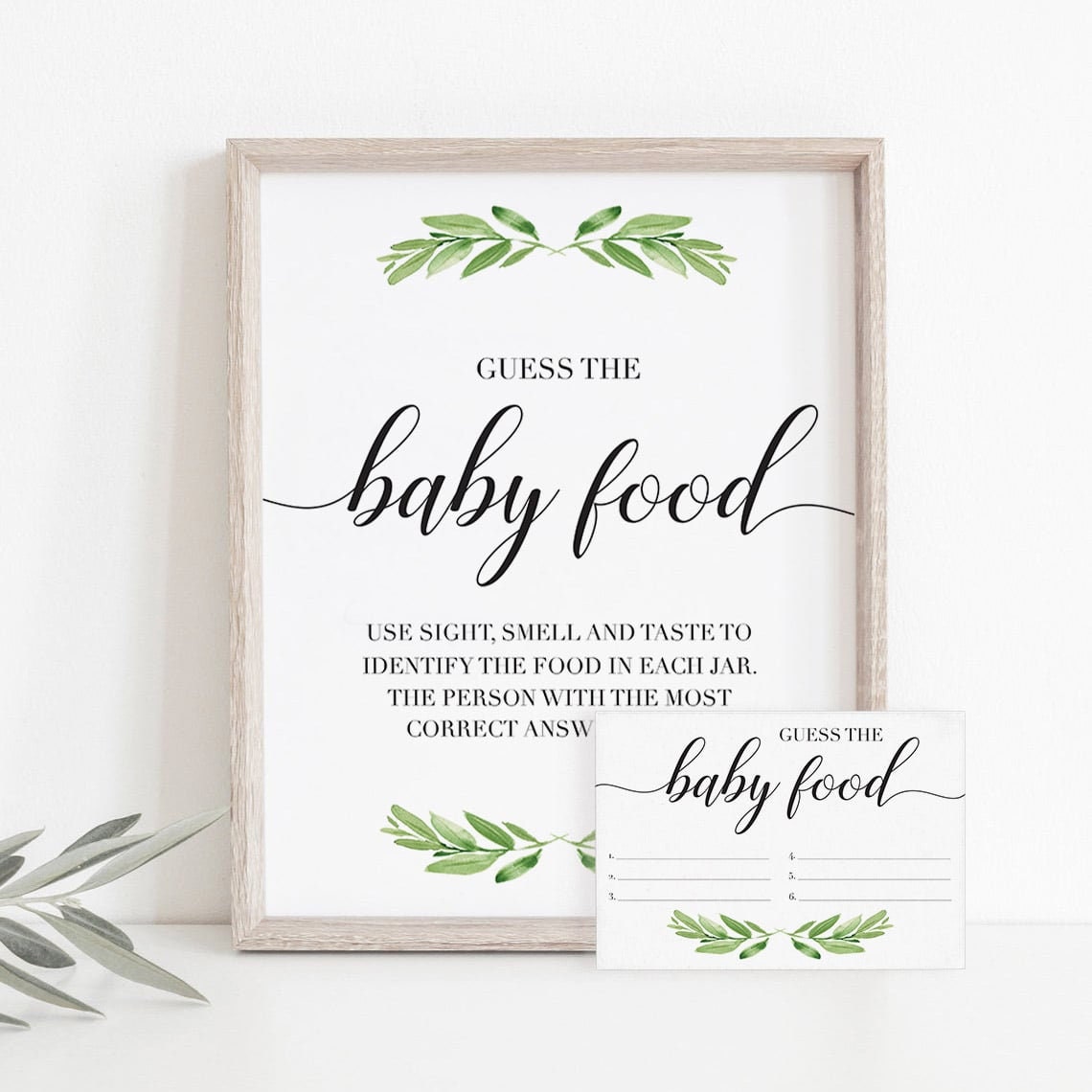 Baby Food Shower Game Greenery Baby Food Game Printable Table | Etsy