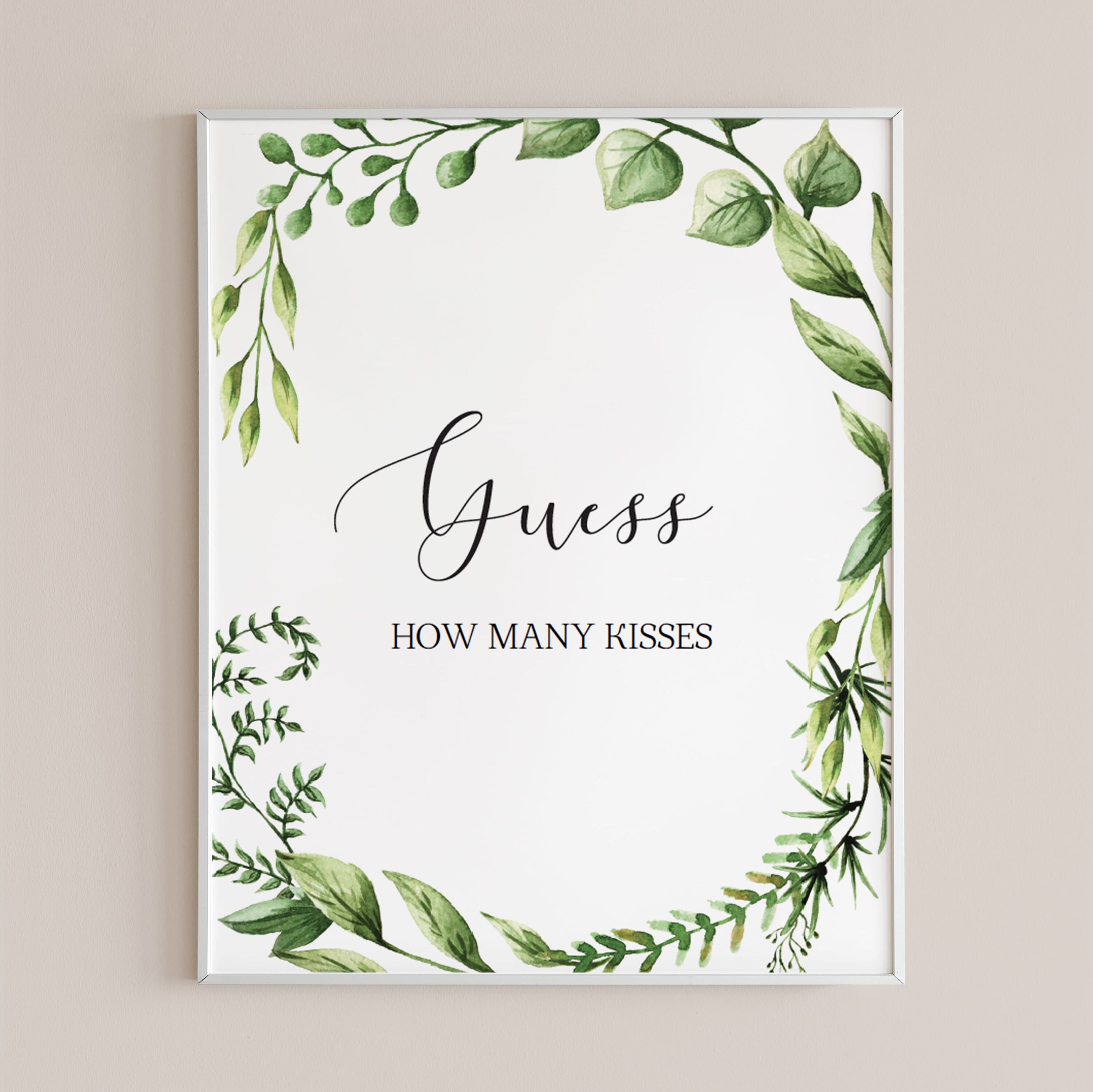 Guess How Many Sign Guess How Many Game Watercolor Greenery | Etsy
