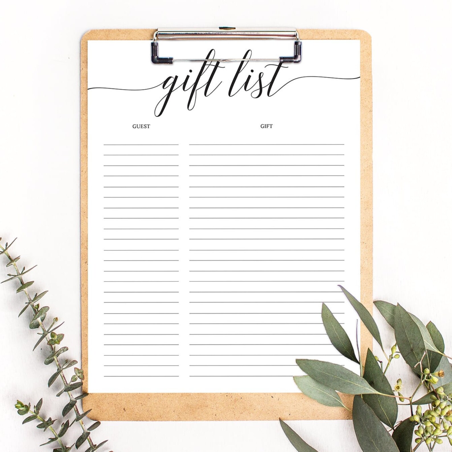 Gift List Bridal Shower Calligraphy Wedding Gift List - Etsy