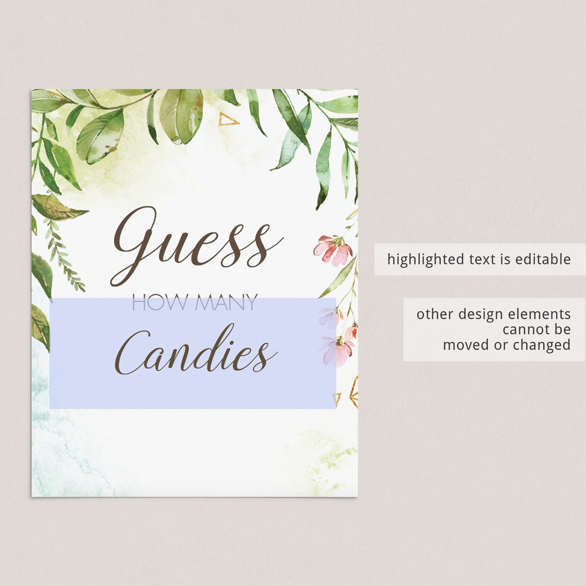Guess How Many Baby Shower Game Cards and Sign Botanical Baby - Etsy Canada