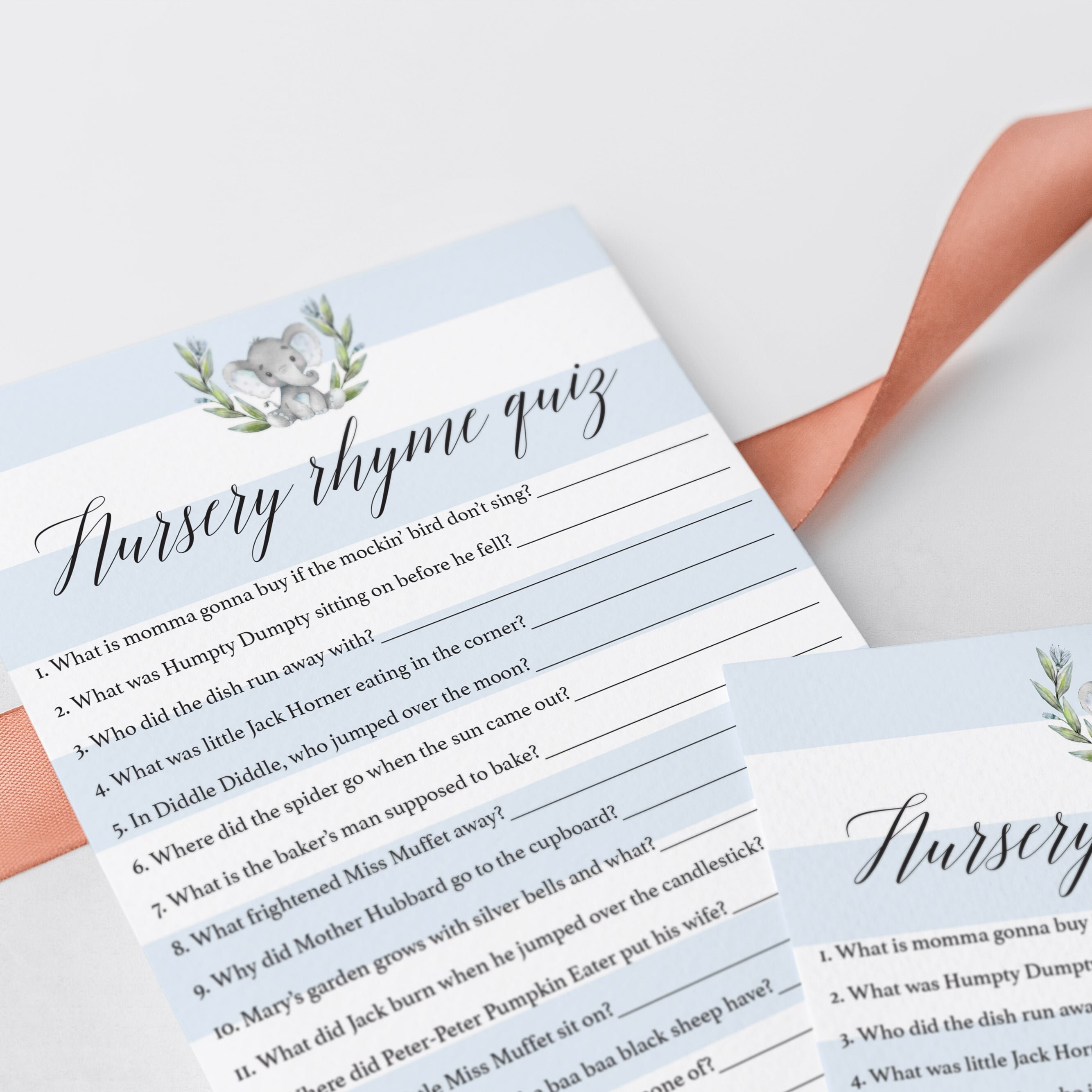 Baby Elephant Nursery Rhyme Game Baby Shower Elephant Game | Etsy