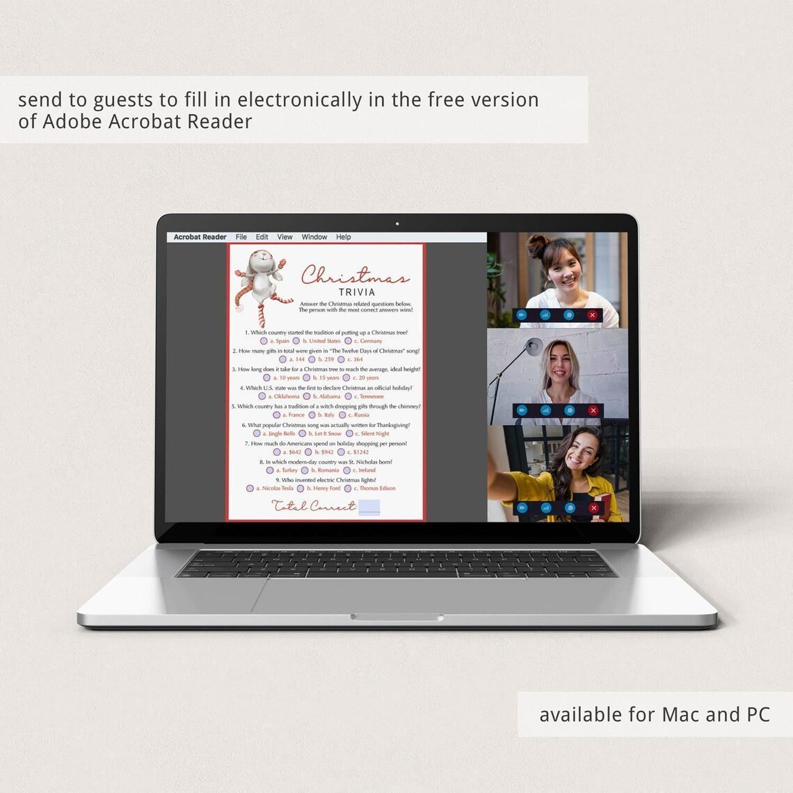 Christmas Quiz Questions and Answers Virtual Christmas Trivia Game ...