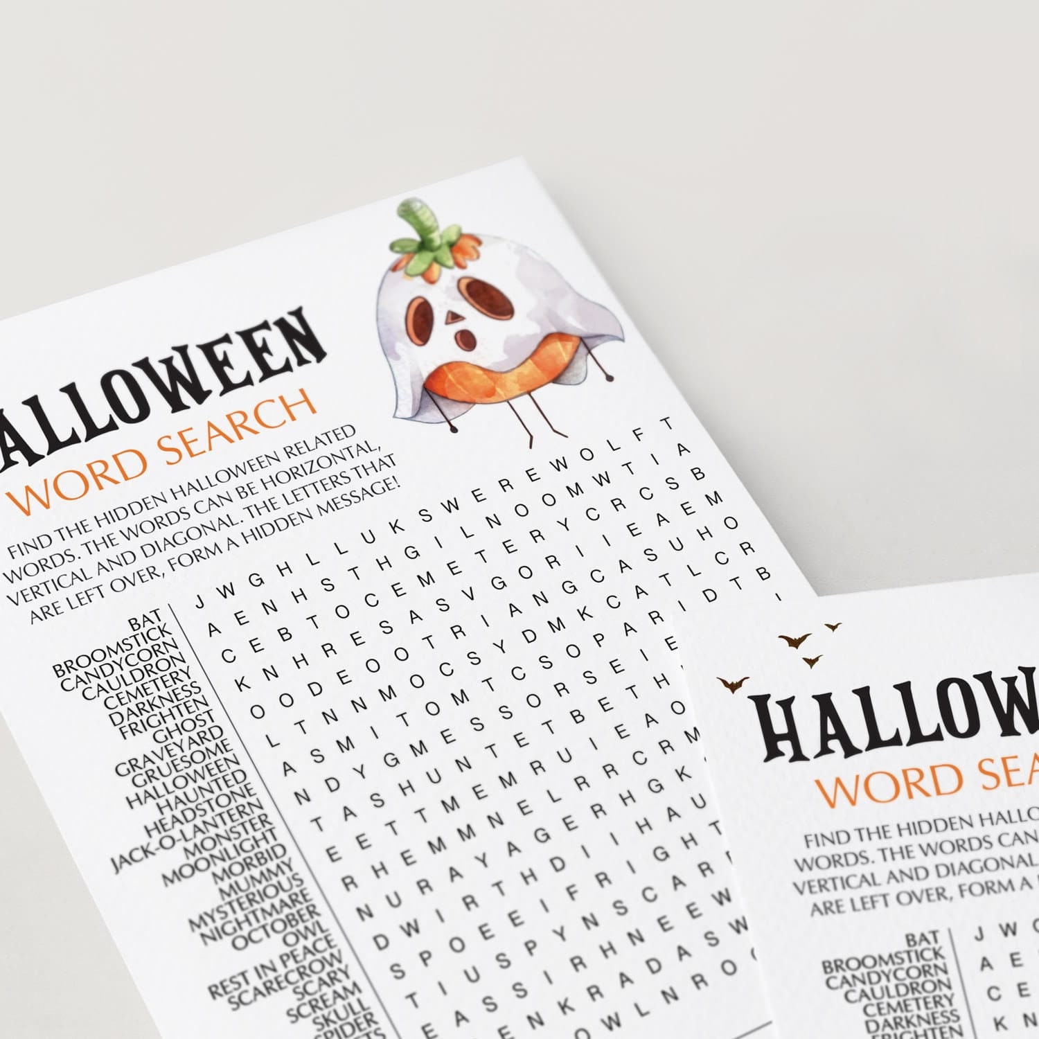 Word Search Halloween Themed Party Games Printable Halloween - Etsy