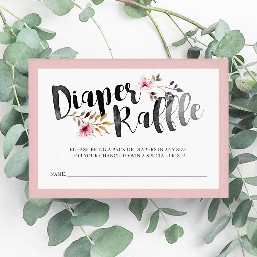 Pink Baby Shower Diaper Raffle Tickets Printable Floral Baby Shower ...