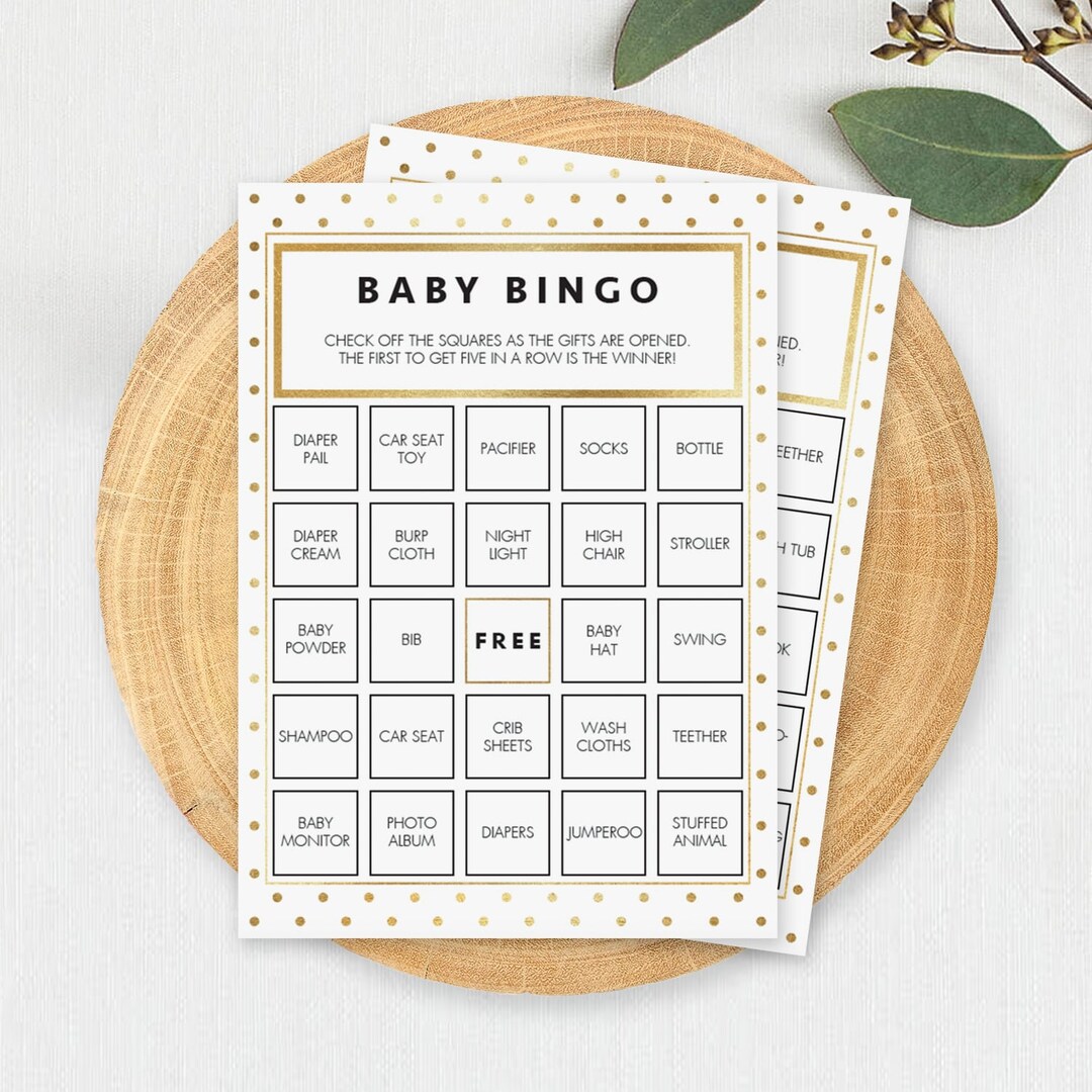 Gold Baby Bingo Confetti, Baby Shower Games Printable, Printable Bingo ...