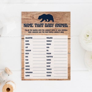 Name That Baby Animal Shower Game Rustic Baby Shower Games Woodland ...