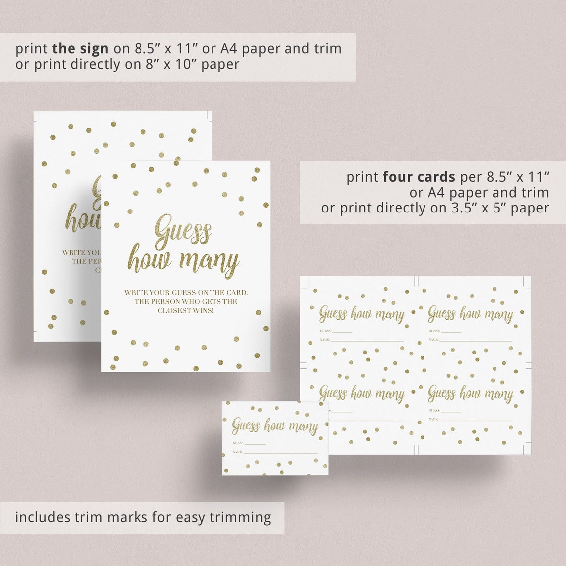 Confetti Baby Party Game Sign and Cards Guess How Many Game - Etsy