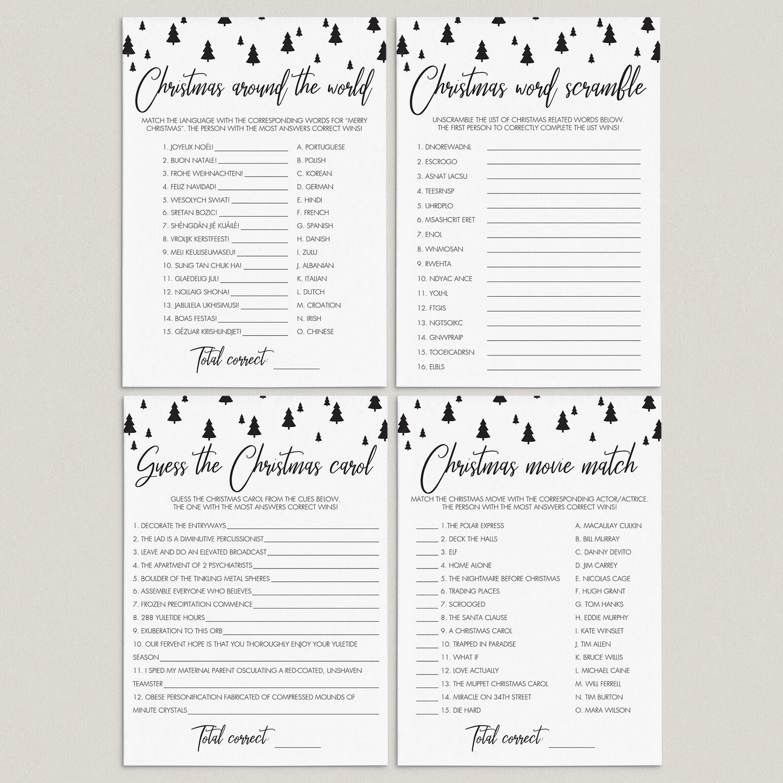 Winter Wonderland Christmas Games Set Nordic Christmas - Etsy