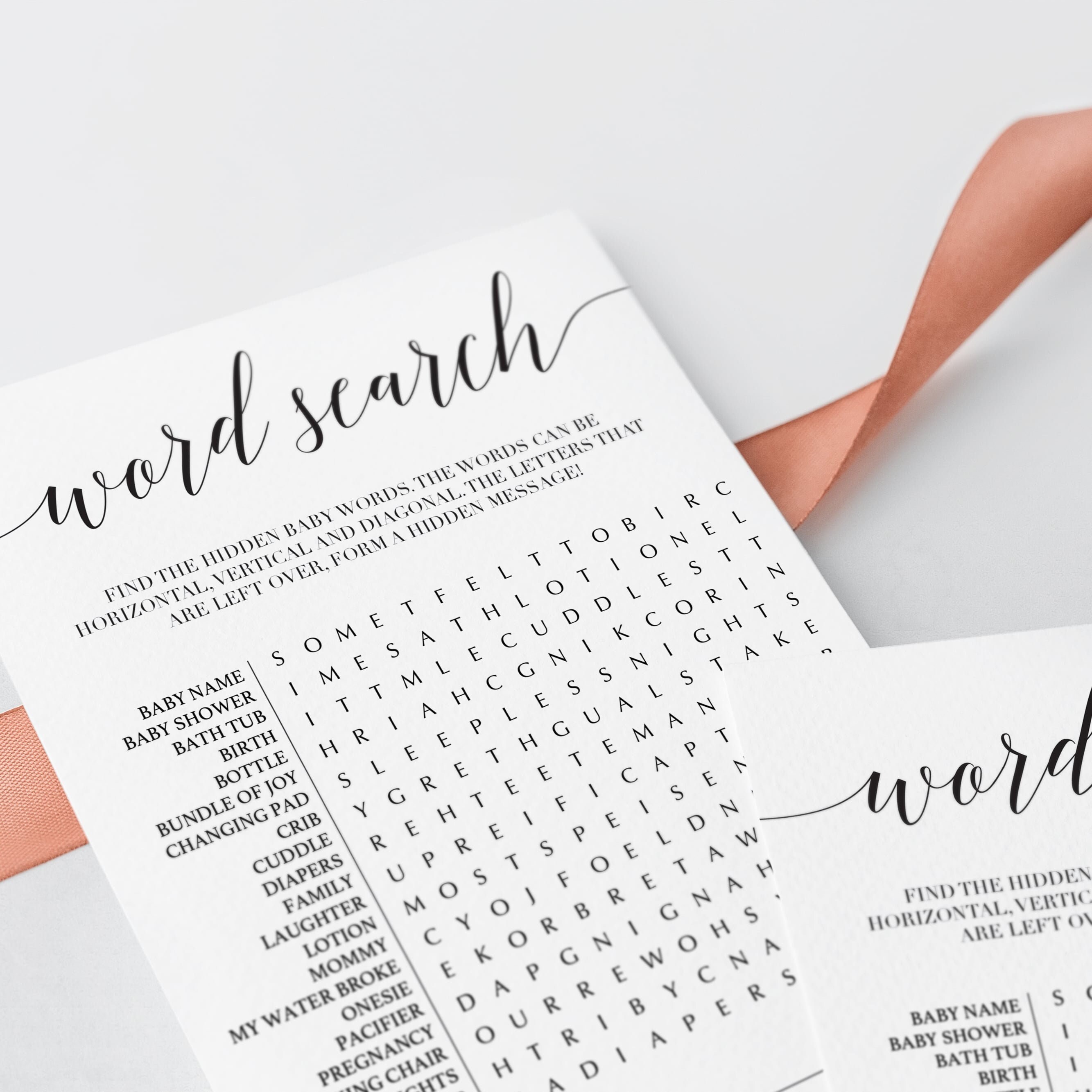 Baby Word Search Game Calligraphy Baby Shower Word Search - Etsy