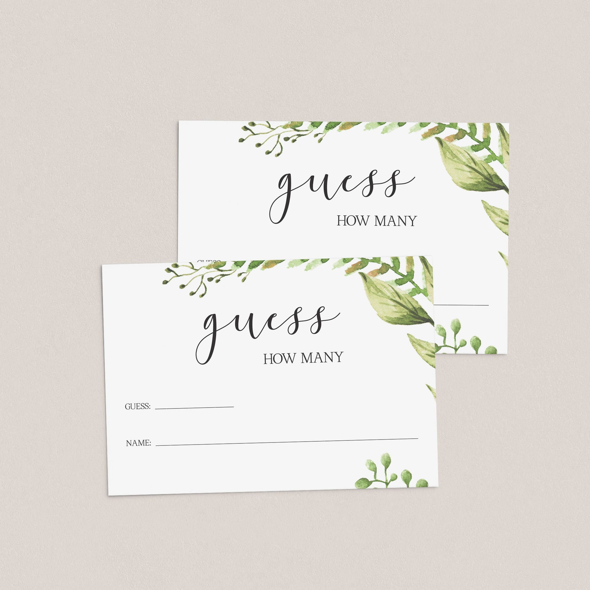 Guess How Many Sign Guess How Many Game Watercolor Greenery | Etsy