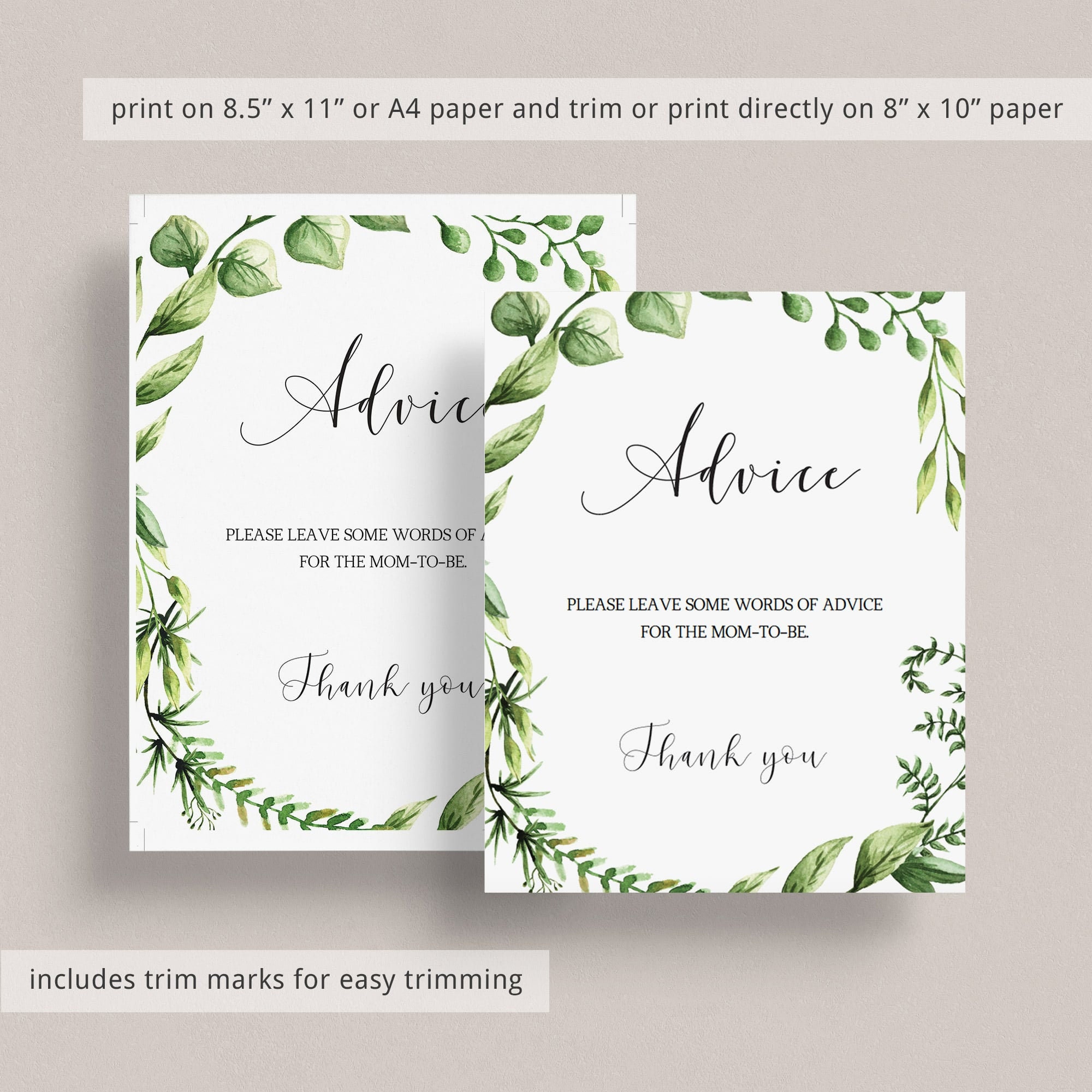 Advice for New Parents Sign Personalized Watercolor Leaf Baby - Etsy