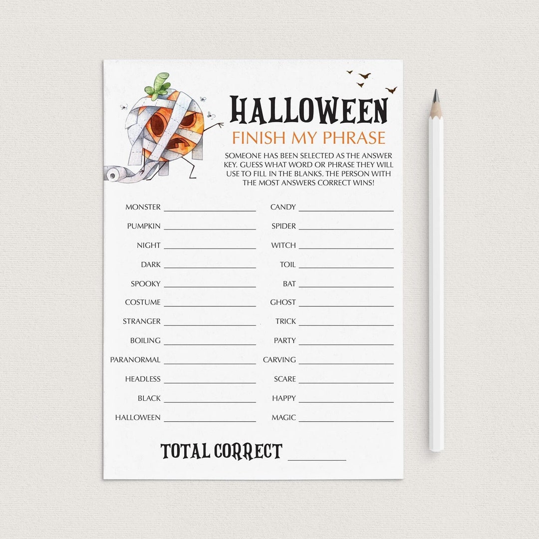 Finish My Phrase Halloween Party Games for Groups Funny Halloween Games ...