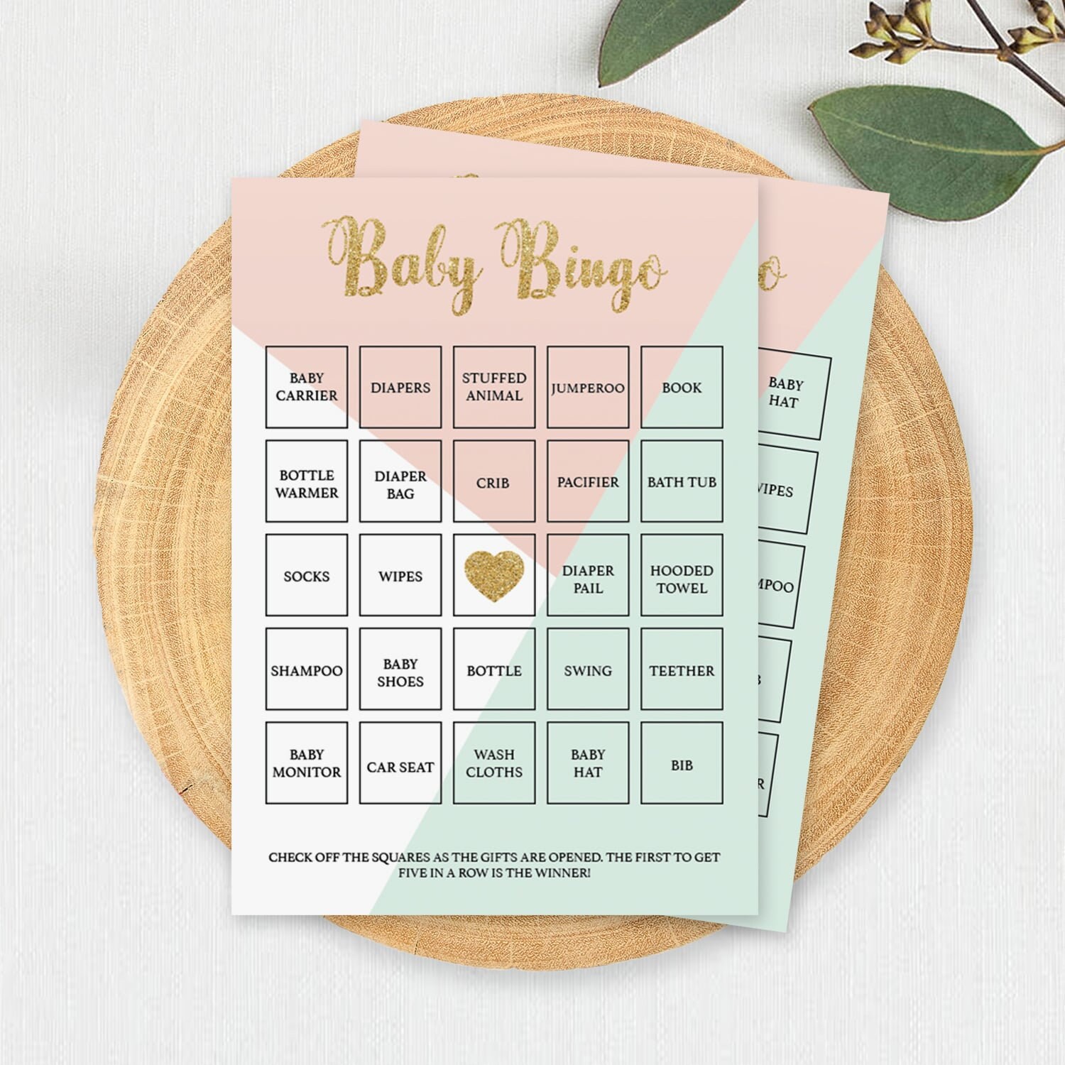 Pink and Mint Baby Bingo Cards Baby Shower Bingo Cards Baby | Etsy