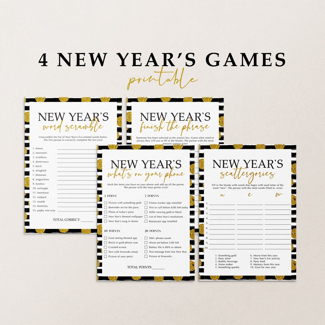 New Years Eve Games Bundle Printable New Year Games for Families New ...