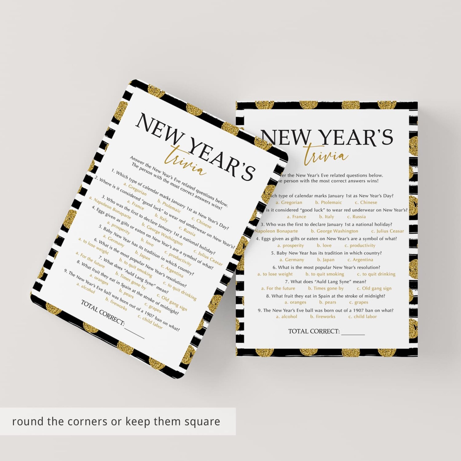 New Years Trivia Game Printable New Years Eve Trivia Game New | Etsy