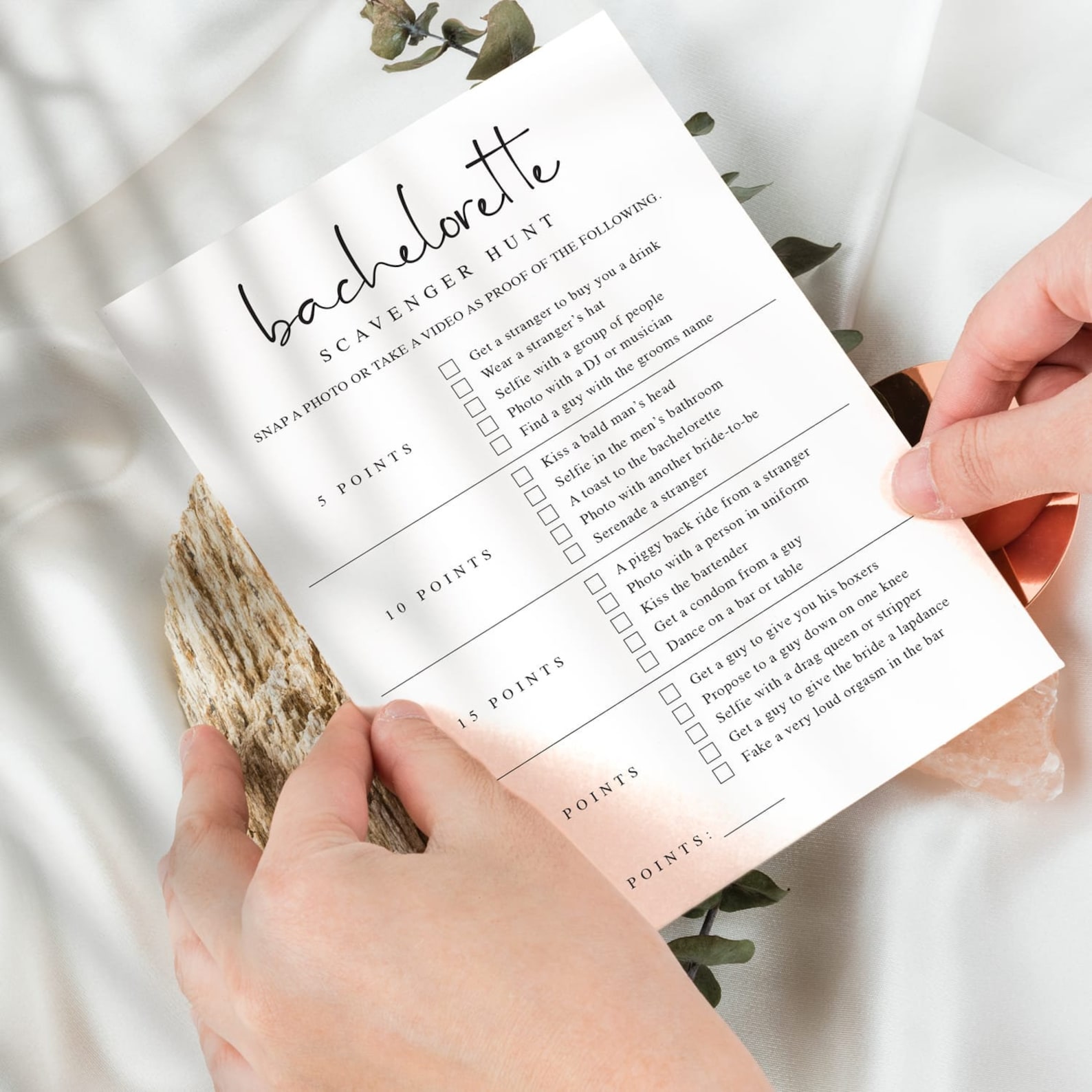 Bachelorette Scavenger Hunt Template Minimalist Bachelorette Party ...