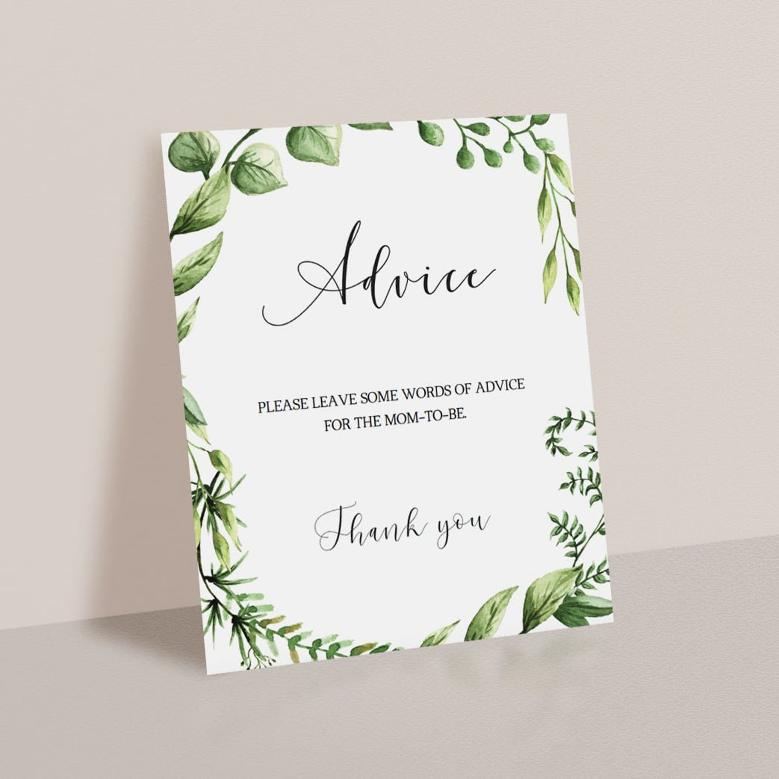 Advice for New Parents Sign Personalized Watercolor Leaf Baby | Etsy