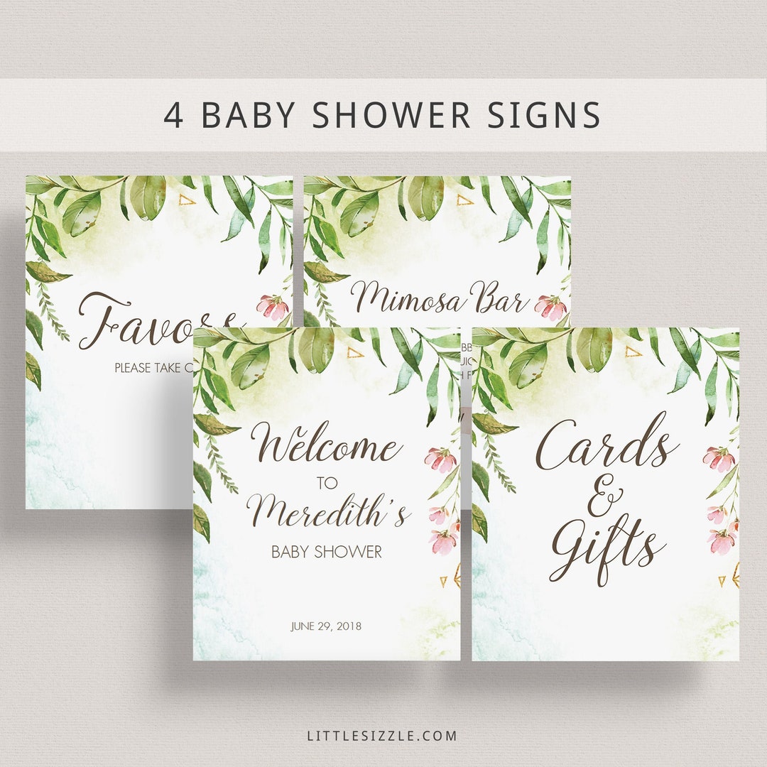 Greenery Baby Shower Sign Set Green Party Decorations Packages ...