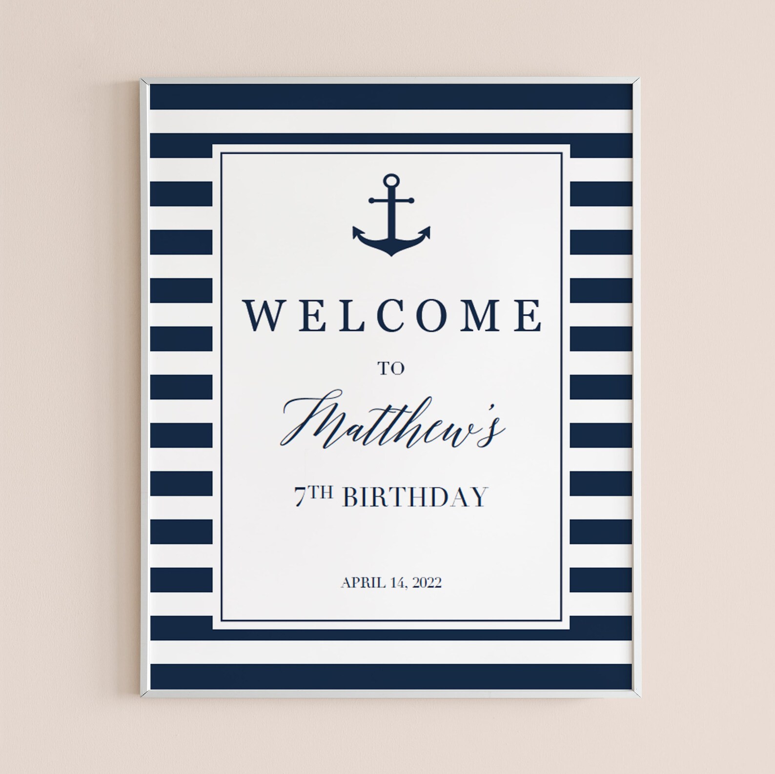 Nautical Birthday Welcome Sign Template Beach Welcome Sign for Birthday ...