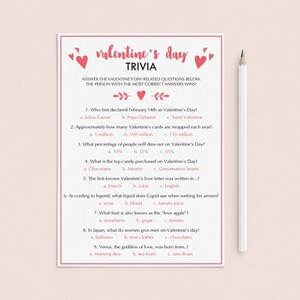 Zoom Valentines Day Game Printable and Fillable Valentines Day Trivia ...