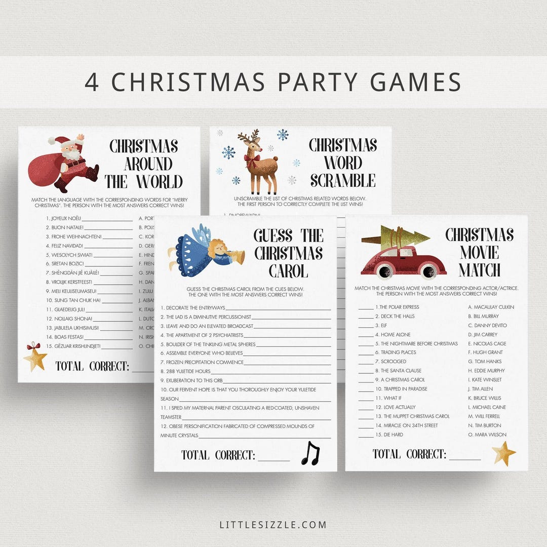 Virtual Christmas Games Bundle Printable Holiday Games Pack Merry ...
