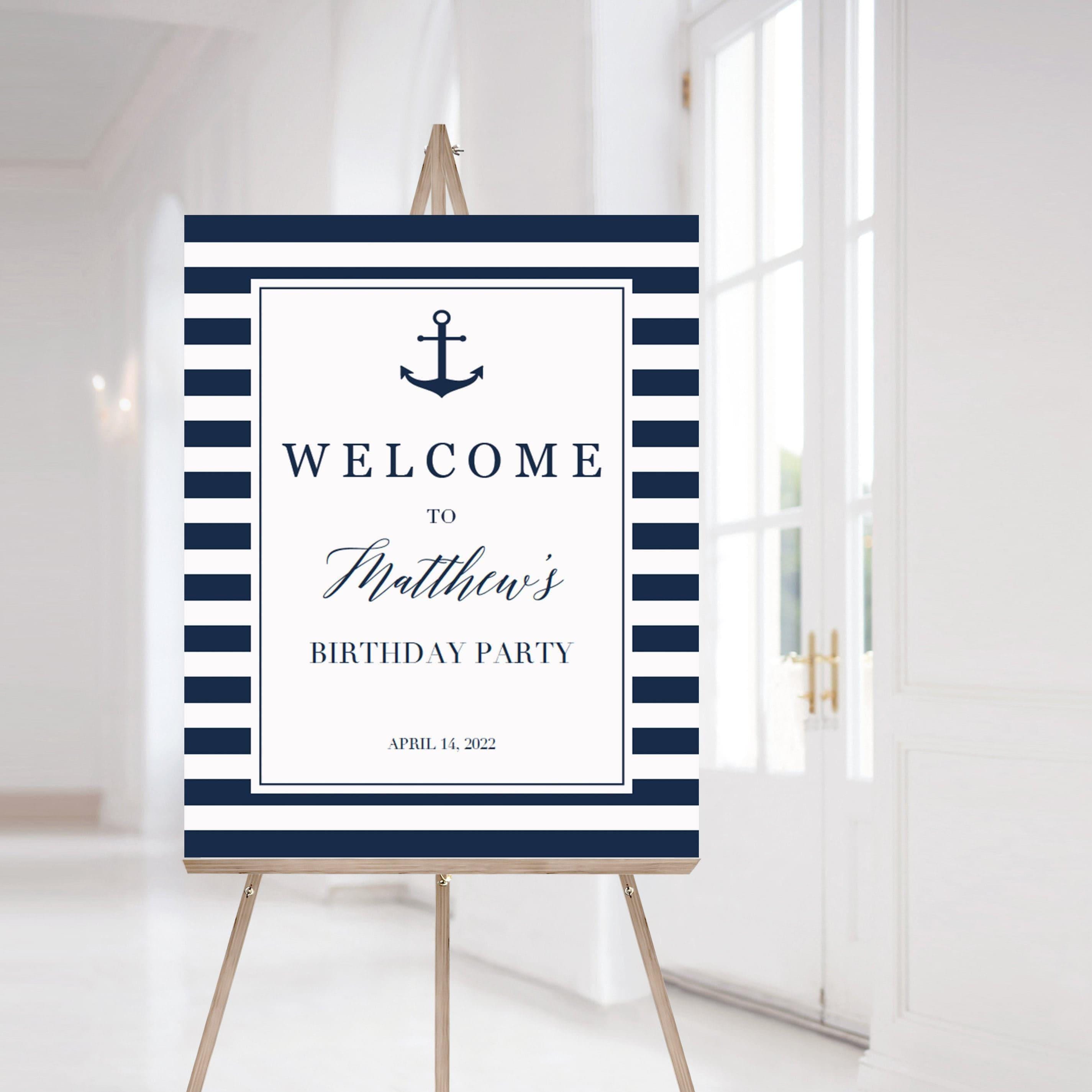 Nautical Birthday Welcome Sign Template Beach Welcome Sign for Birthday ...