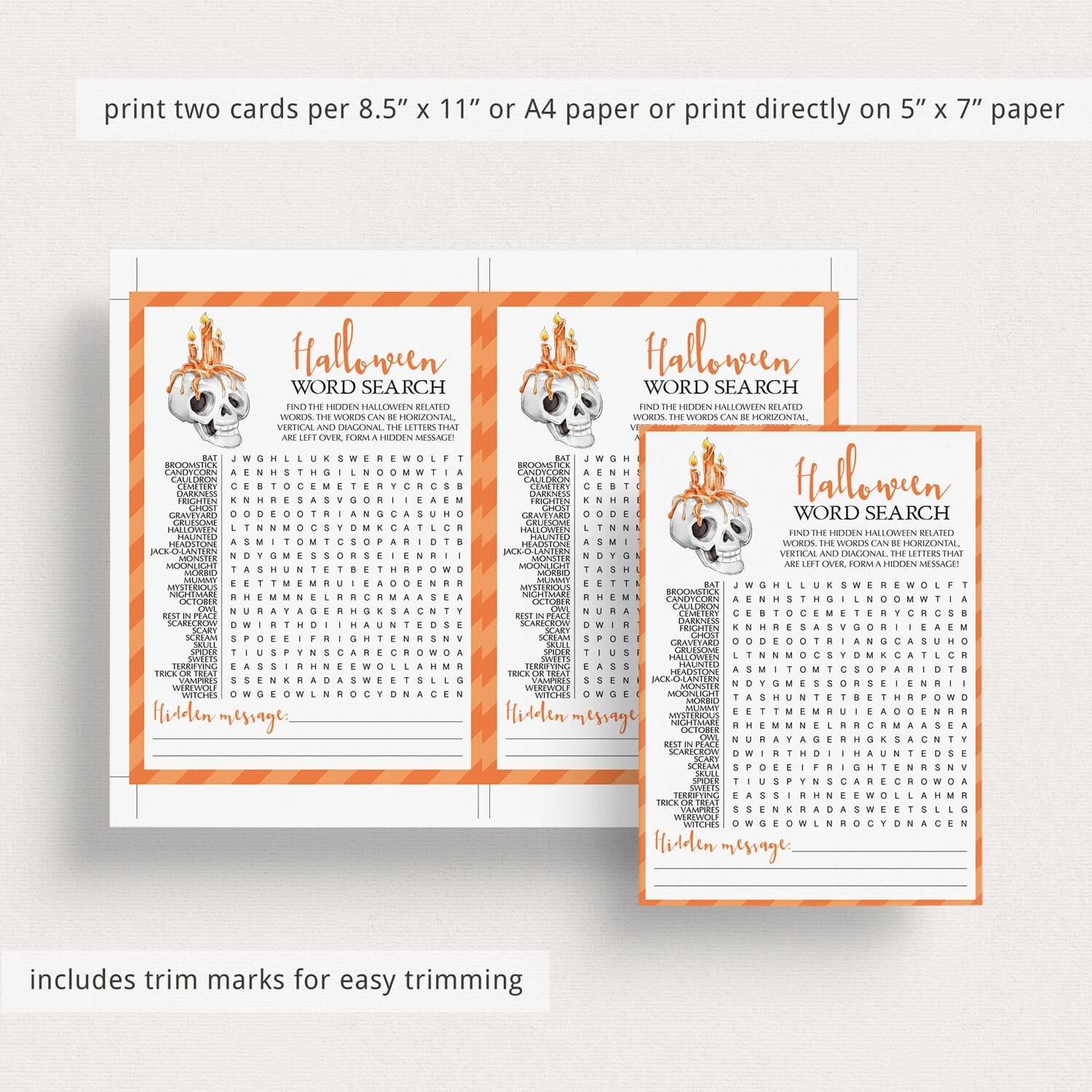 Halloween Word Search Game Fun Halloween Activities for Kids - Etsy