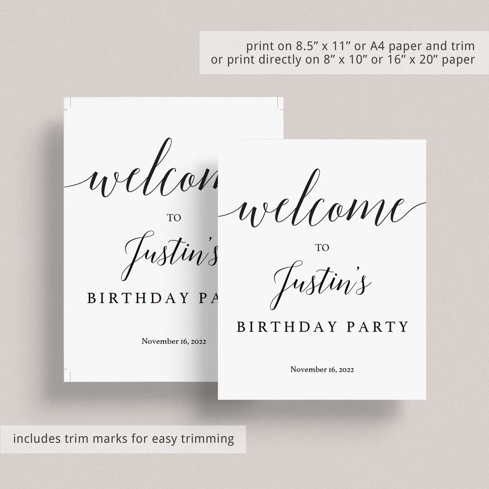 Birthday Party Welcome Sign Template Birthday Welcome Poster - Etsy