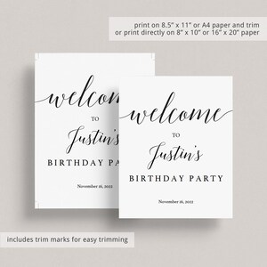 Birthday Party Welcome Sign Template Birthday Welcome Poster Printable ...