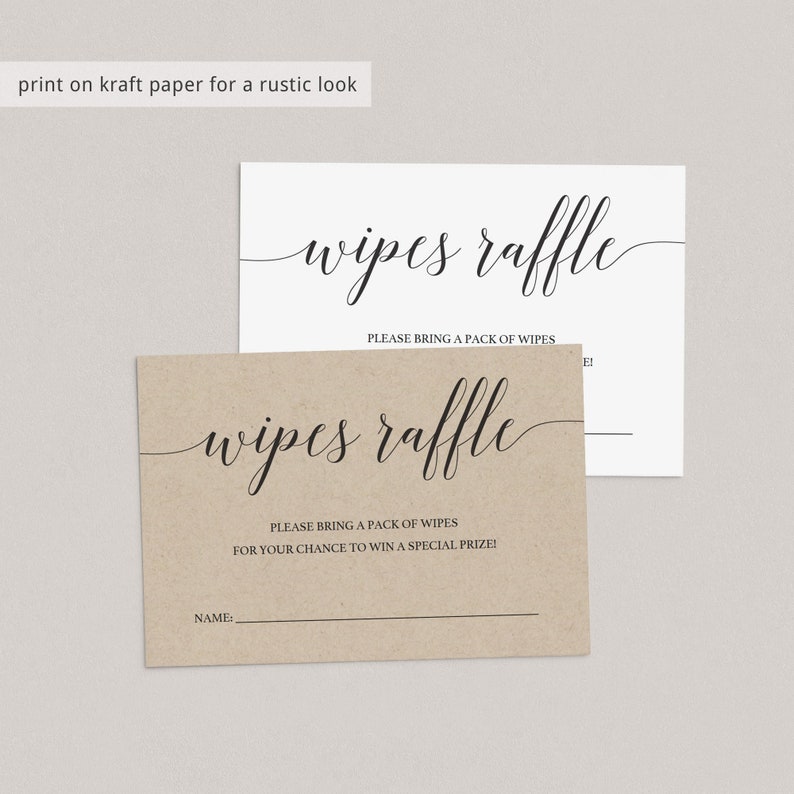 Wipes Raffle Insert Black and White Baby Shower Invitation - Etsy